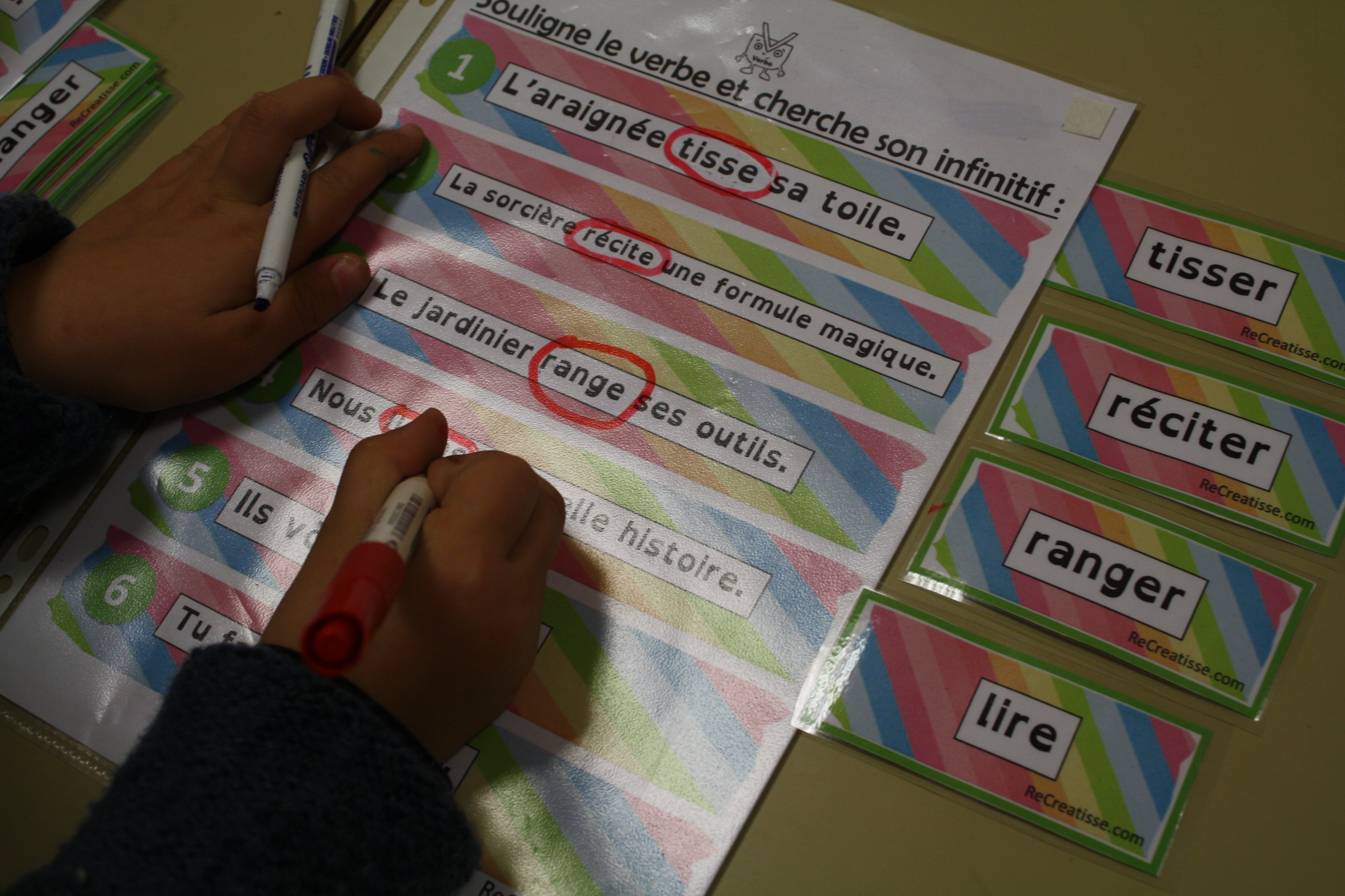 LE VERBE : Séquence JEUX / ATELIERS et activités • ReCreatisse