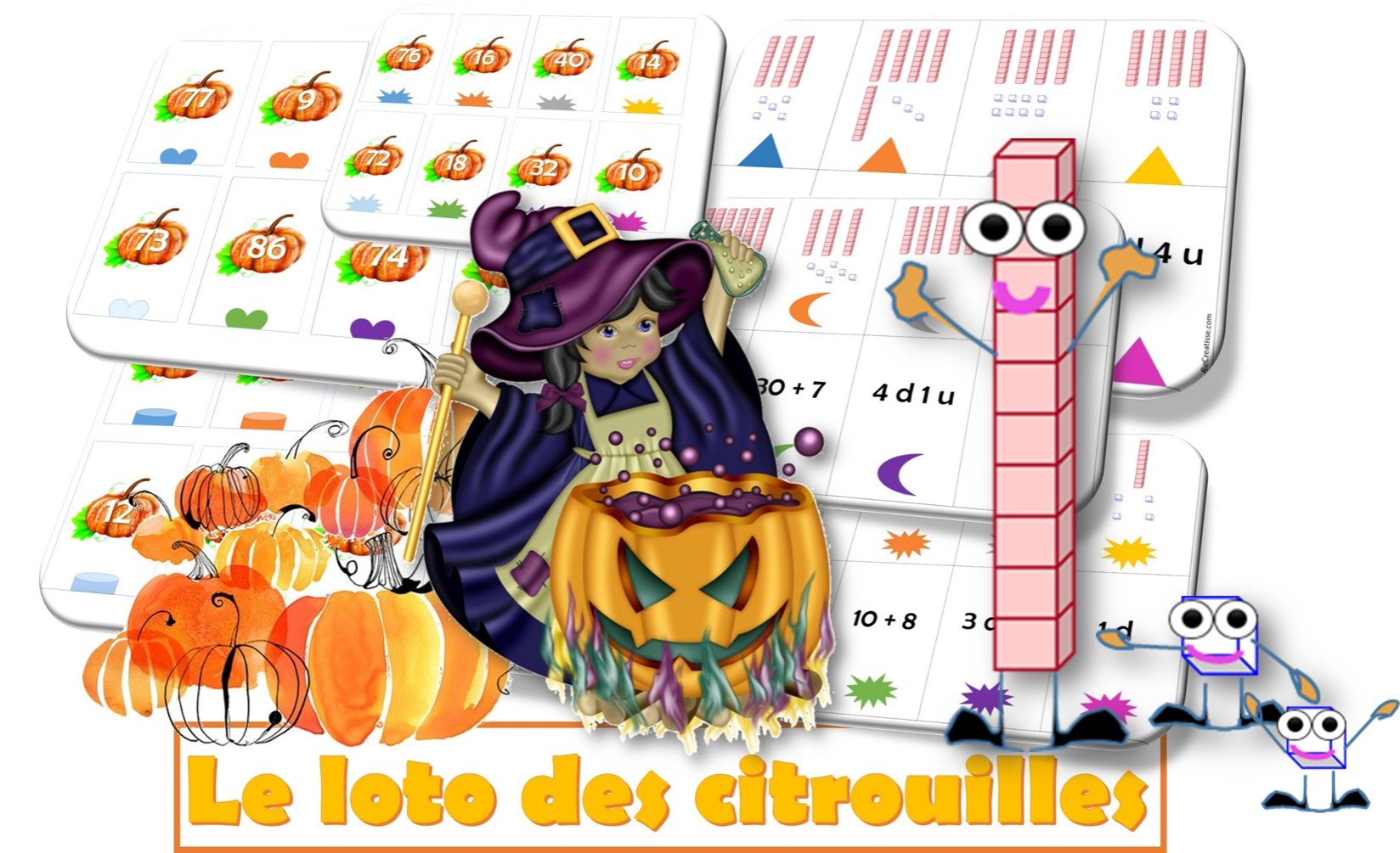 LE LOTO DES CITROUILLES - numération jusqu'à 100 • ReCreatisse