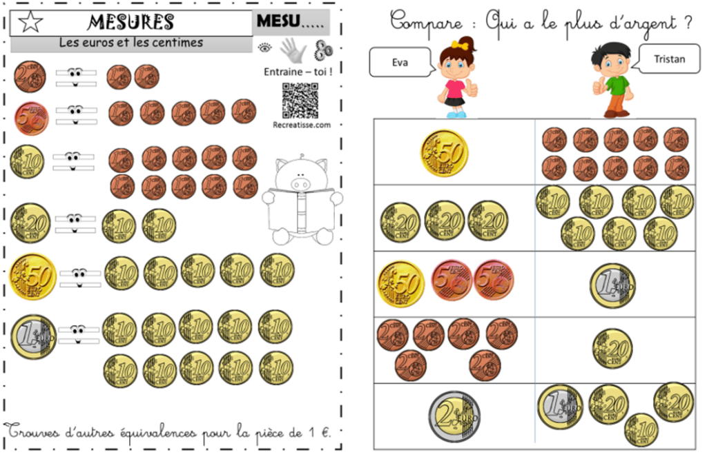 SEQUENCE MONNAIE : ateliers - exercices - mémos • ReCreatisse