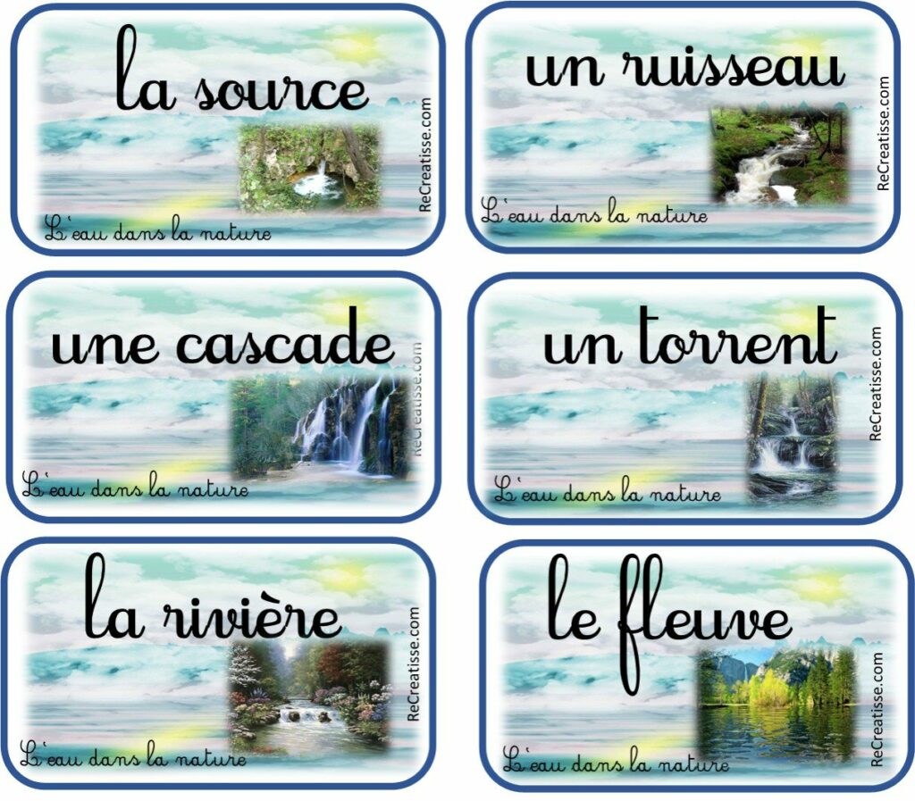L'eau : paysage - cartes nomenclature et étiquettes • ReCreatisse