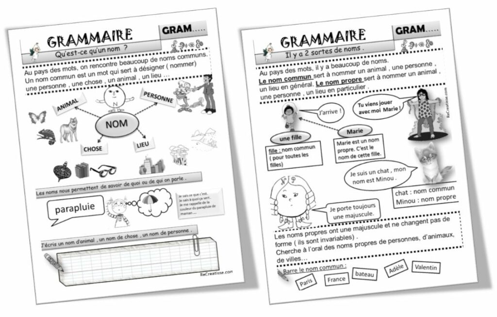 La grammaire est un jeu : LES NOMS • ReCreatisse