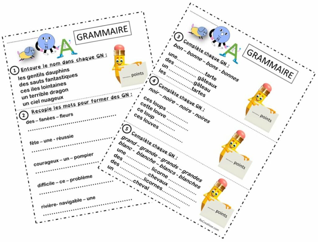 La grammaire est un jeu : les adjectifs • ReCreatisse