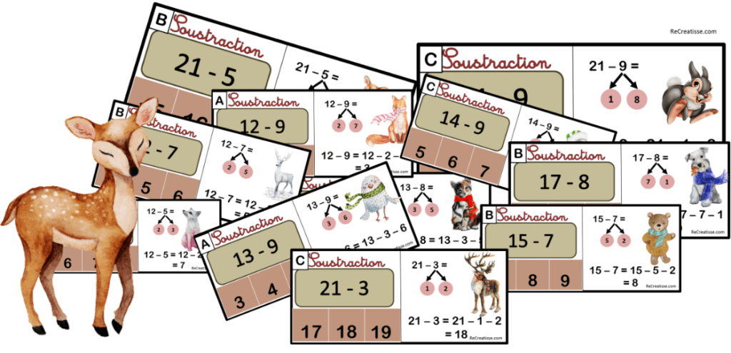 Activités autour de la soustraction en ligne • ReCreatisse