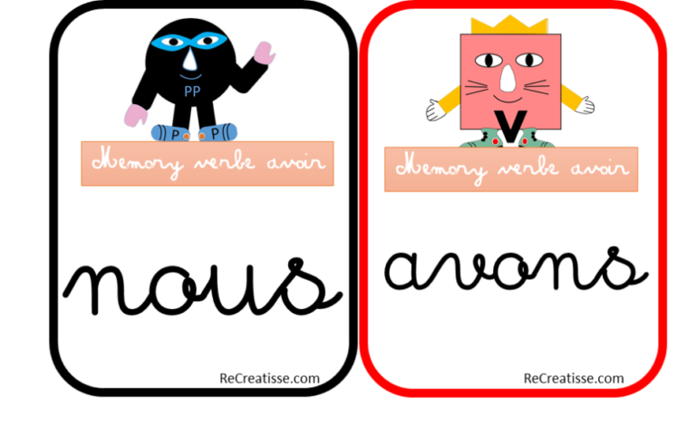 CONJUGAISON : Jeux de cartes MEMORY • ReCreatisse