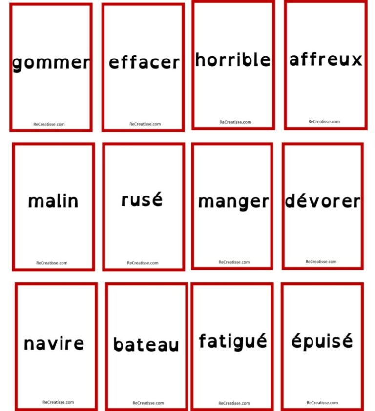 Jeux les contraires et les synonymes • ReCreatisse