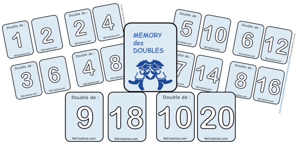 Les doubles - jeux de cartes CP/CE1/CE2 • ReCreatisse