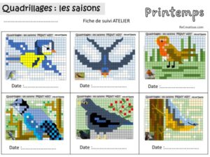 Reproductions sur quadrillages : le printemps • ReCreatisse