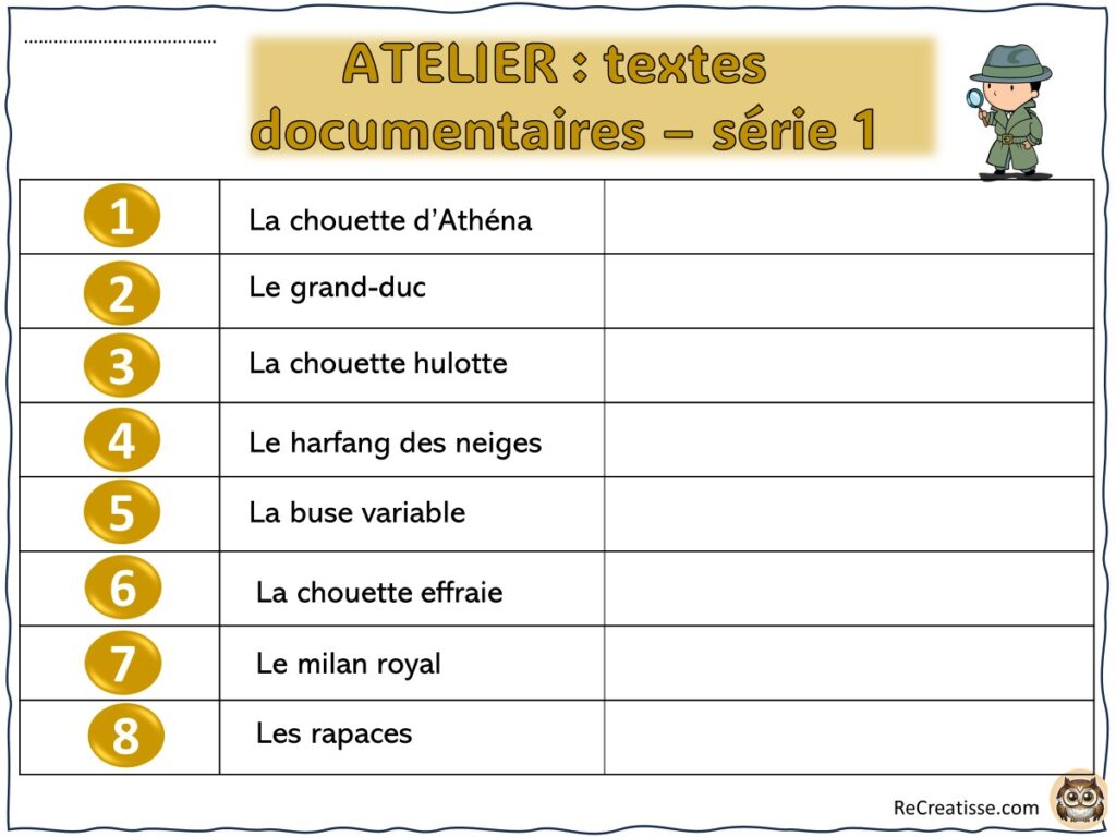 Lecture de textes documentaires • ReCreatisse