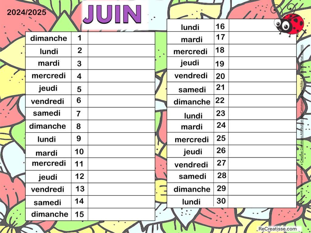 POUTRE du TEMPS 2024/2025 et calendriers • ReCreatisse