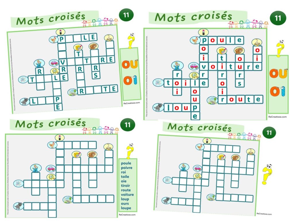 Mes premiers mots croisés • ReCreatisse