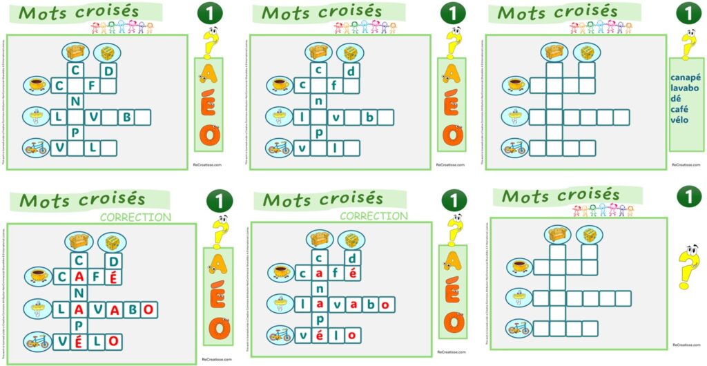 Mes premiers mots croisés • ReCreatisse