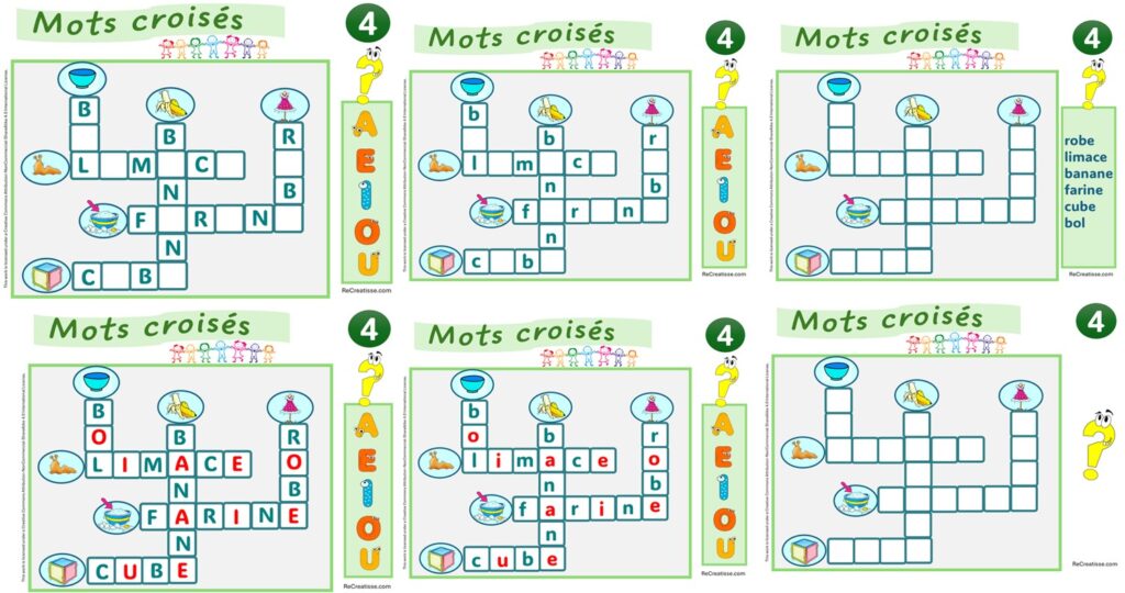 Mes premiers mots croisés • ReCreatisse